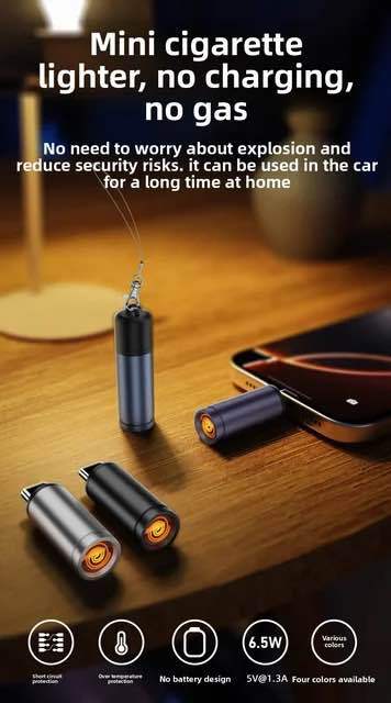 Type C Mini Lighter Blow-to-Ignite Auto Shut-Off For Air Travel Outdoor ...