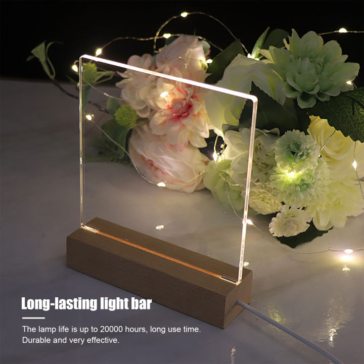 1-10Pcs LED Wood Light Display Crystal Wooden Lighted Base Stand ...