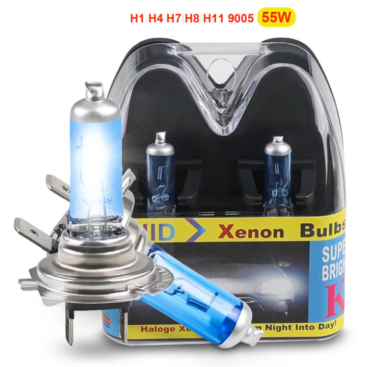 H1 H4 H7 H8 H11 9005 HB3 55W Headlight Halogen Bulb Lamp Fog Lights Car ...