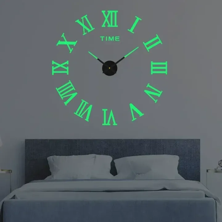 3D Acrylic Digital Wall Clock Roman Numerals Design Mirror Wall Clock ...
