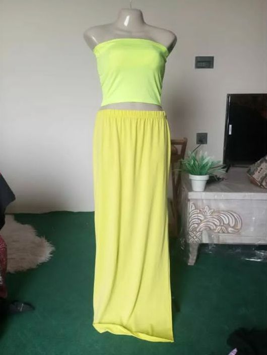 Neon tube top paired with misguided skirt with side slit | Daraz.pk