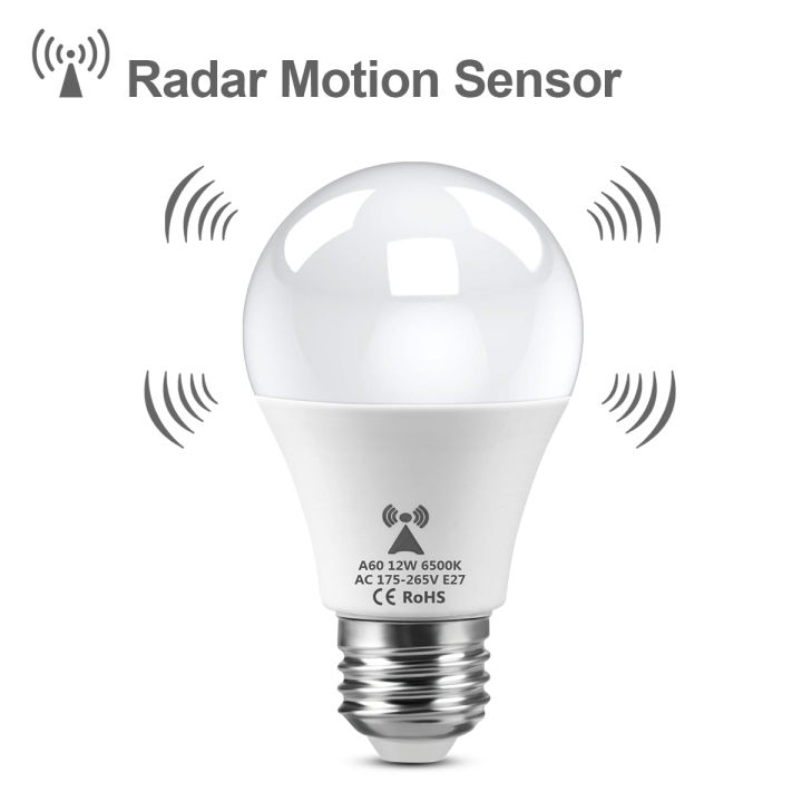 Microwave Radar Detection E27 LED Bulb Light 12W Radar Motion Induction ...