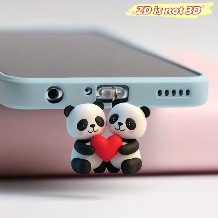 Couple Panda Dust Plug Charm 2D Cute Type C Charge Port Stopper For ...