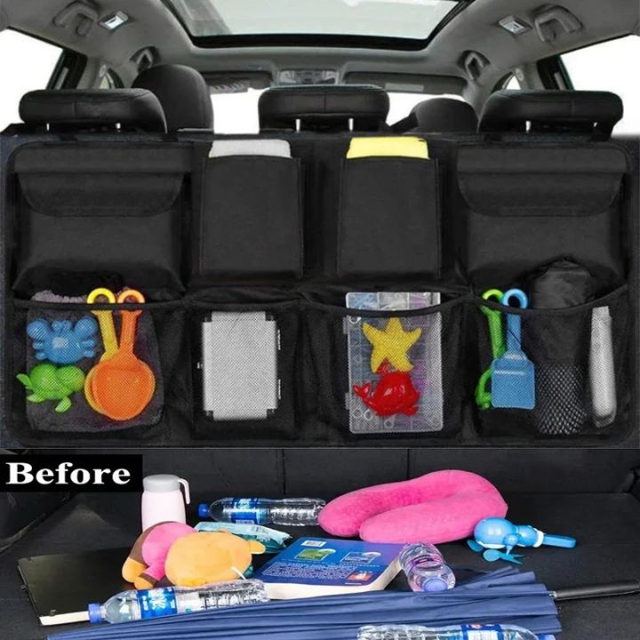 Car Trunk Organizer Rear Seat Back Storage Bag Net High Capacity ...