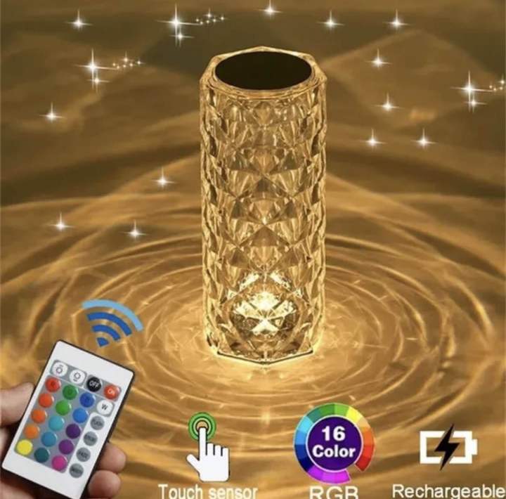 Crystal Table Lamp Rose Light Projector 3/16 Colors Adjustable Romantic ...