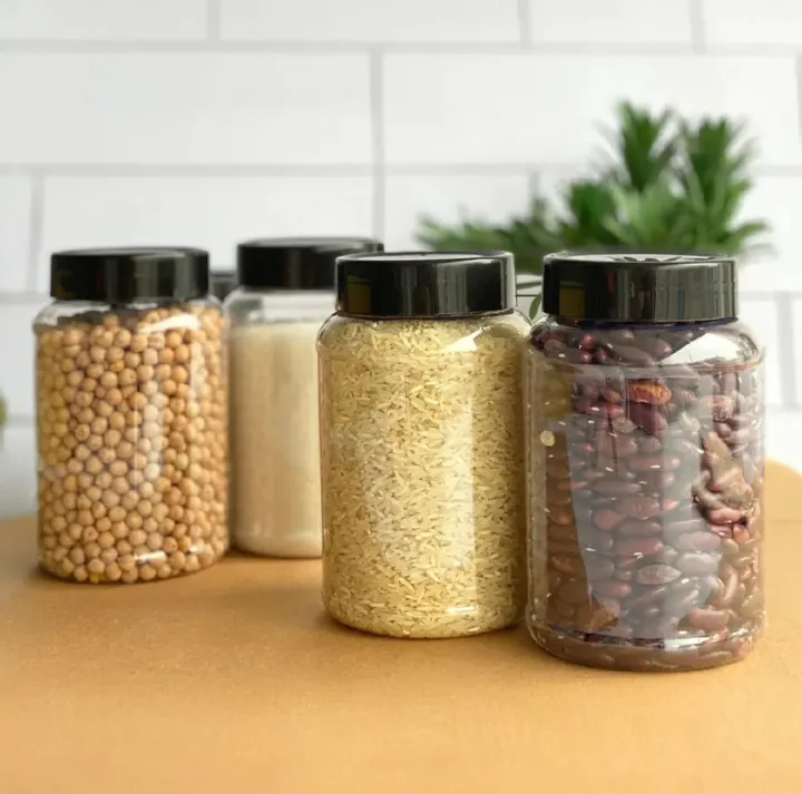 800 ML pet round crystal long jars high quality plastic product snack ...