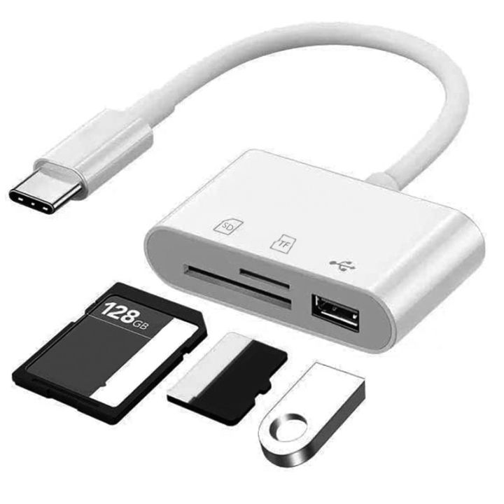 USB-C to SD Card Reader for iPhone iPad,3-in-1 Multiport Adapter with ...