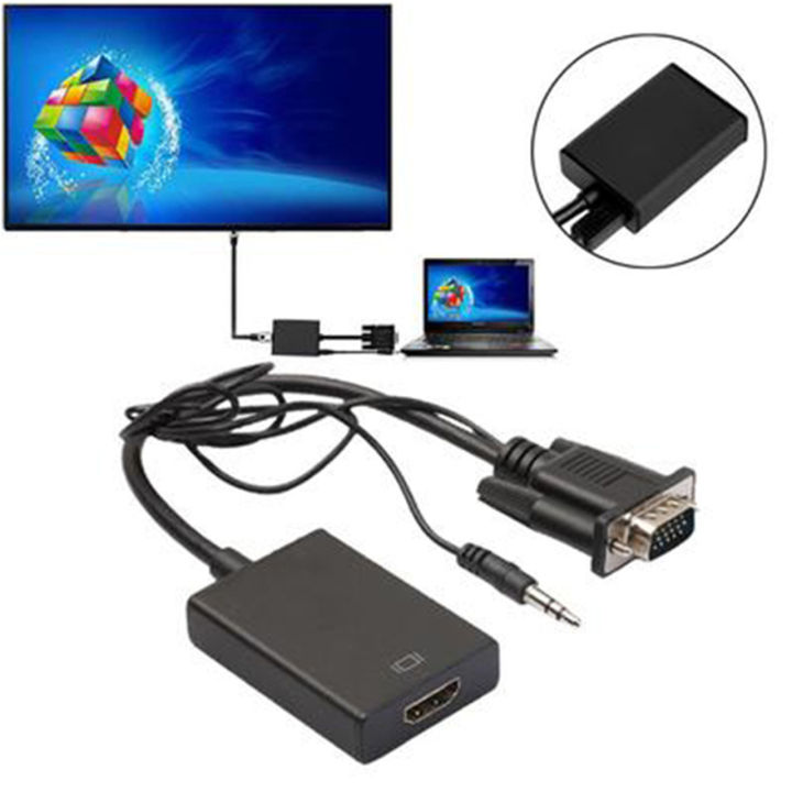 VGA TO HDMI plus audio receive converter adaptor PC laptop monitor all ...