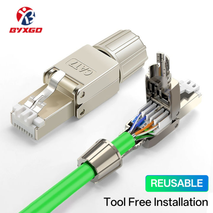 Tool Free Metal RJ45 Connector Toolless Reusable 23AWG to 26AWG Cable ...