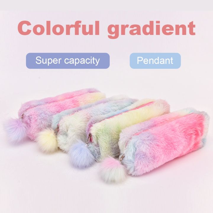 Kawaii Plush Pencil Case Cute Pen Box Large Capacity for Girls Storage ...