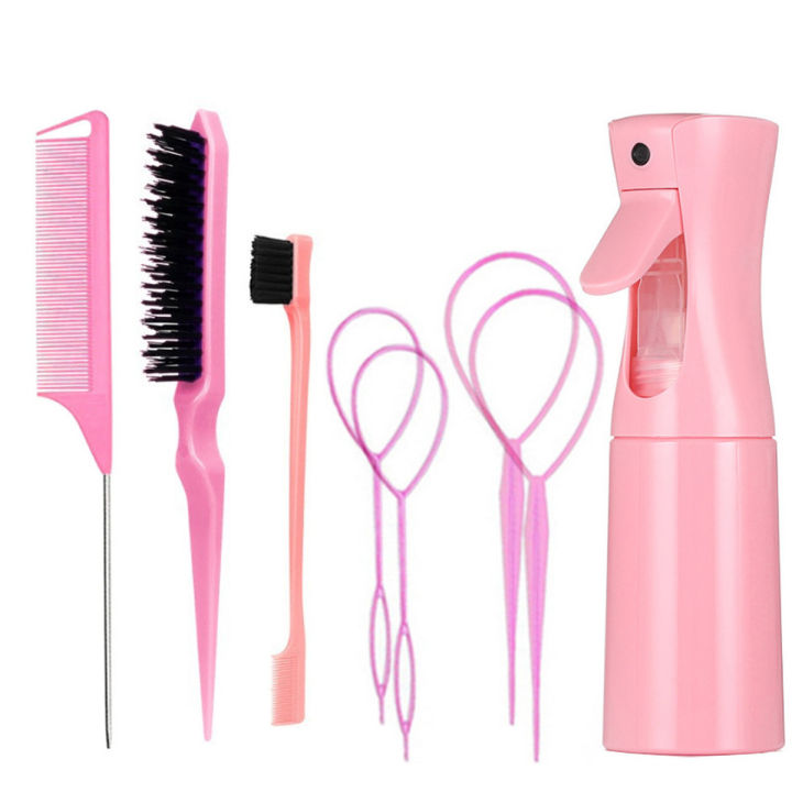 Hair Styling 8 hair brush set Spray bottle Braid hair ring Rattail comb ...