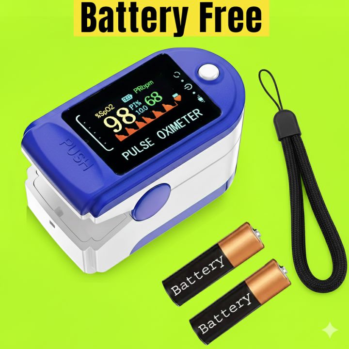 Portable Pulse Fingertip Oximeter with Batteries, Large OLED Display ...