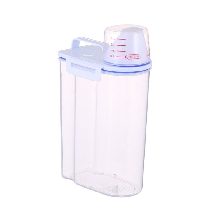 Rice Storage Bin Cereal Containers Dispenser with Measuring Cup Plastic ...