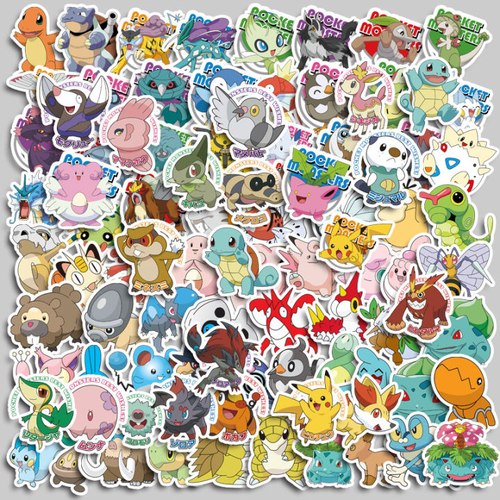 100pcs Pokemon Anime Stickers Pikachu Kawaii Sticker Laptop Suitcase ...