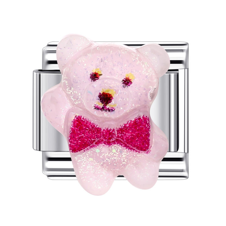 1Pc Stainless Steel Italian Module-Cartoon Animal Red Candy Bear ...