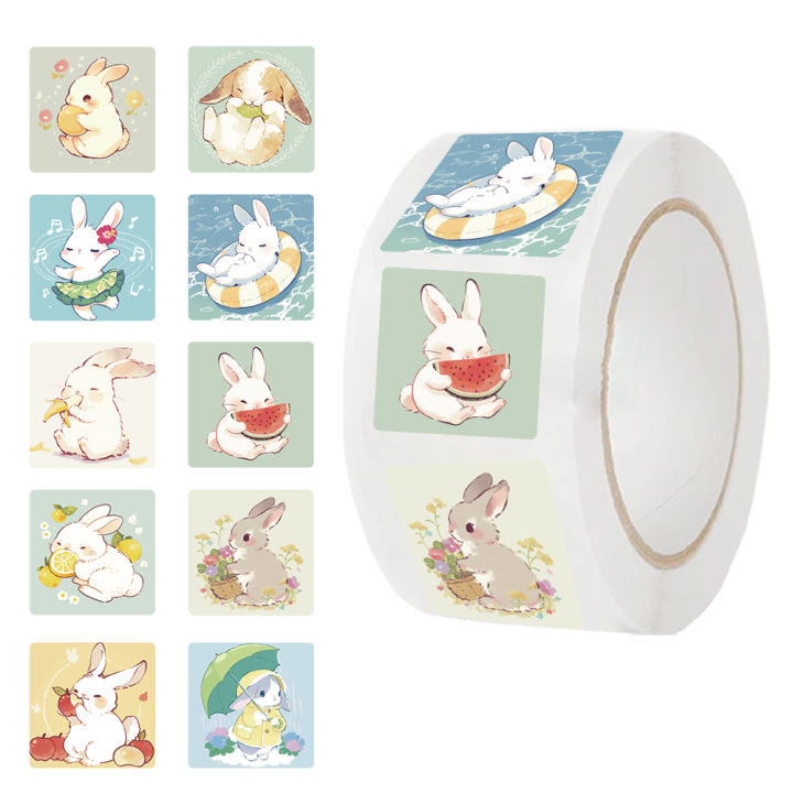 500PCS Cartoon Cute Rabbit Sticker, Teacher Reward Praise Roll Sticker ...