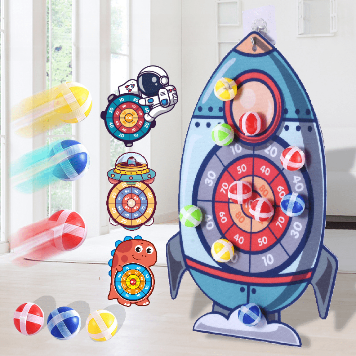 Montessori Sports Toy Sticky Ball Dart Board Target Game for Kids ...