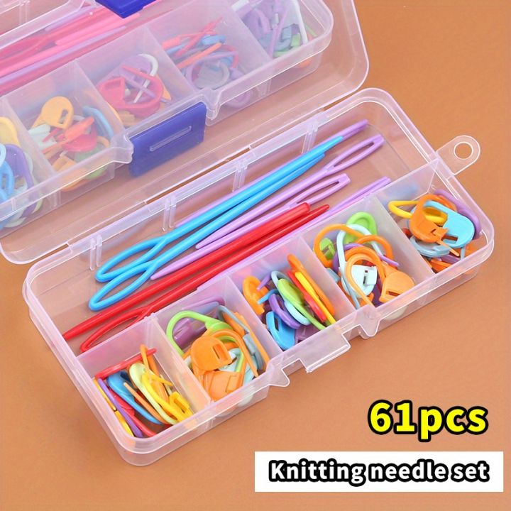 61pcs Multicolor Plastic Resin Small Clips Knitting Crochet Markers ...