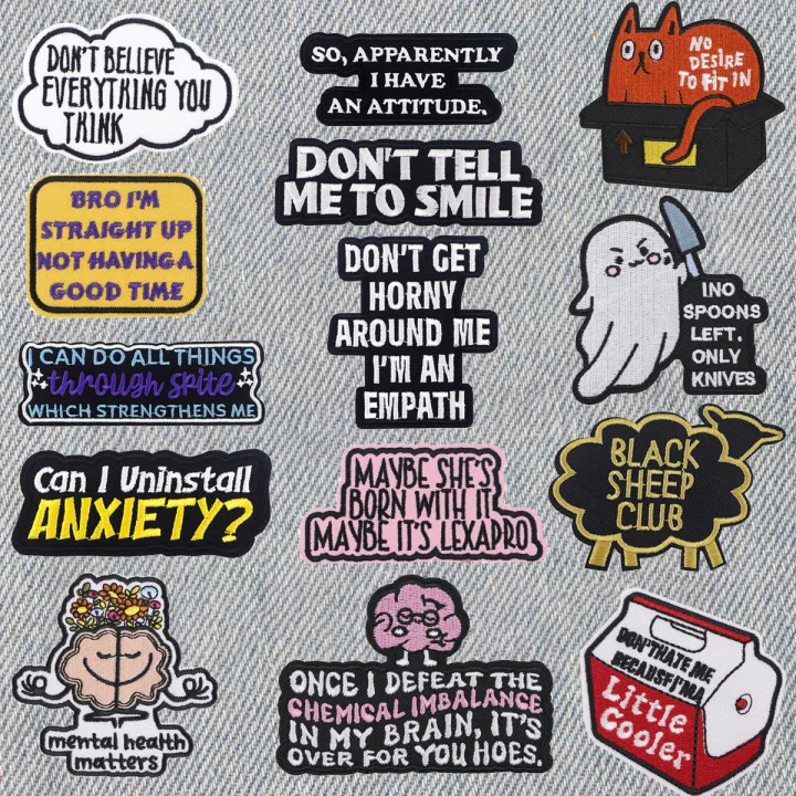 Funny Quotes Patches On Clothes Black Sheep Club Embroidered Patches ...