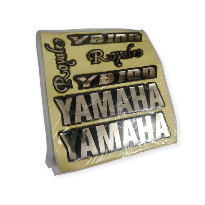 Premium Yamaha YB 100 Royal Deluxe Sticker Set | Golden Chrome 3D Decal ...