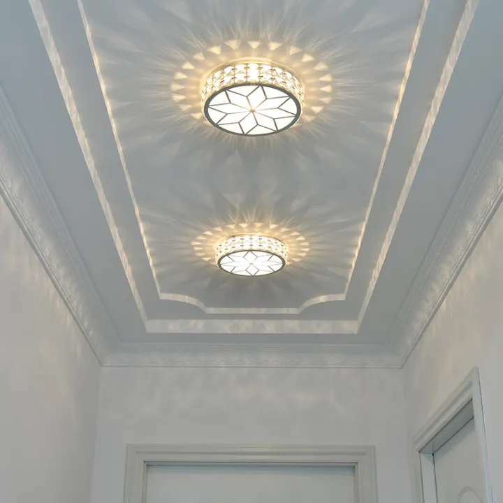 Modern Crystal Ceiling Light Living Room Hallway Round Ceiling Lamp ...