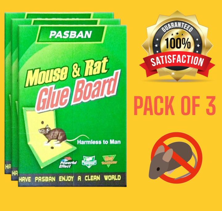 PACK OF 3 Mouse and rat Glue Board Trap Book very sticky Catch Lizards ...
