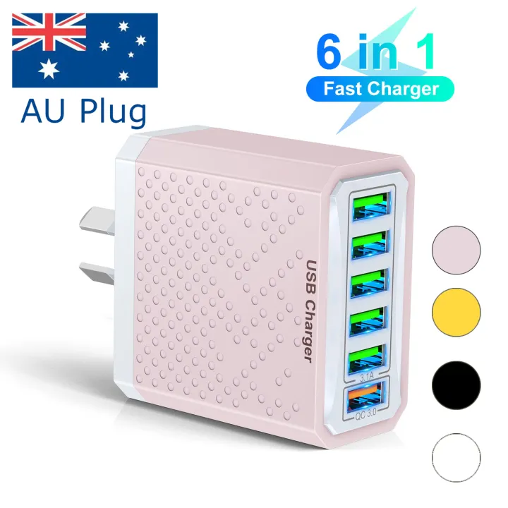 3.1A Pink USB Fast Charger 6 IN 1 AU Plug Fast Charging Charger for ...