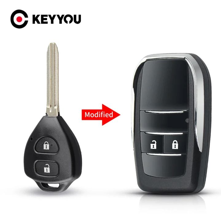 KEYYOU Modified Flip Key Case For Toyota Reiz Camry Rav4 Yaris Corolla ...