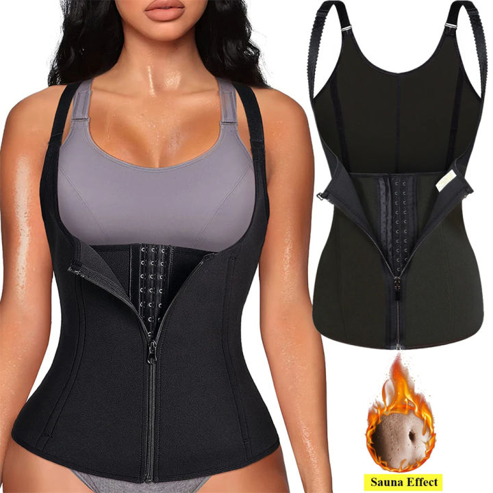 Waist Trainer Tank Top For Women Zipper Body Shaper Tummy Control ...