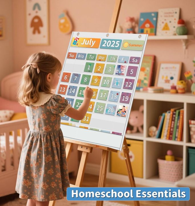 Classroom Calendar Pocket Chart for Kids Learning 49 Pockets Monthly ...