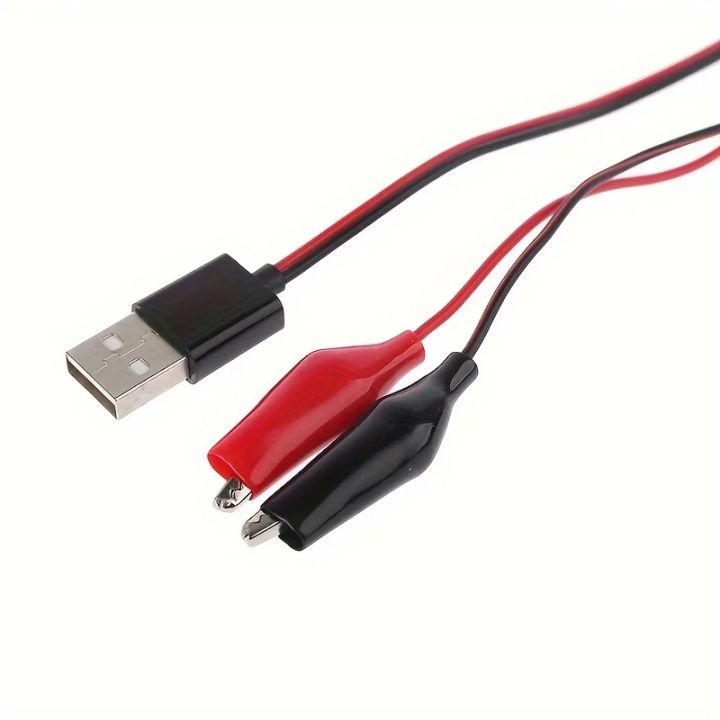 Alligator Test Clips 60cm Cable USB Male Connector Power Supply Adapter ...