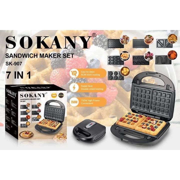 Sokany 7 IN 1 Multifunctional SANDWICH MAKER (Sandwich,Toast,Waffle ...