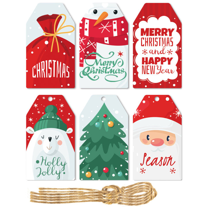 60Pcs/set Merry Christmas DIY Kraft Tags Small Goodie Bags Santa Claus ...