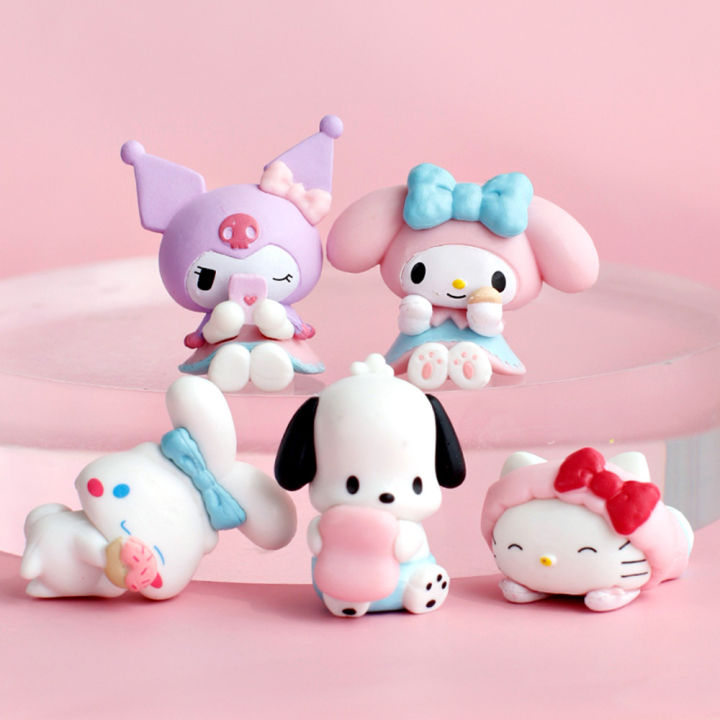 5Pcs-Set Sanrio Cinnamoroll Anime Figure Pochacco Kuromi Pom Pom Purin ...