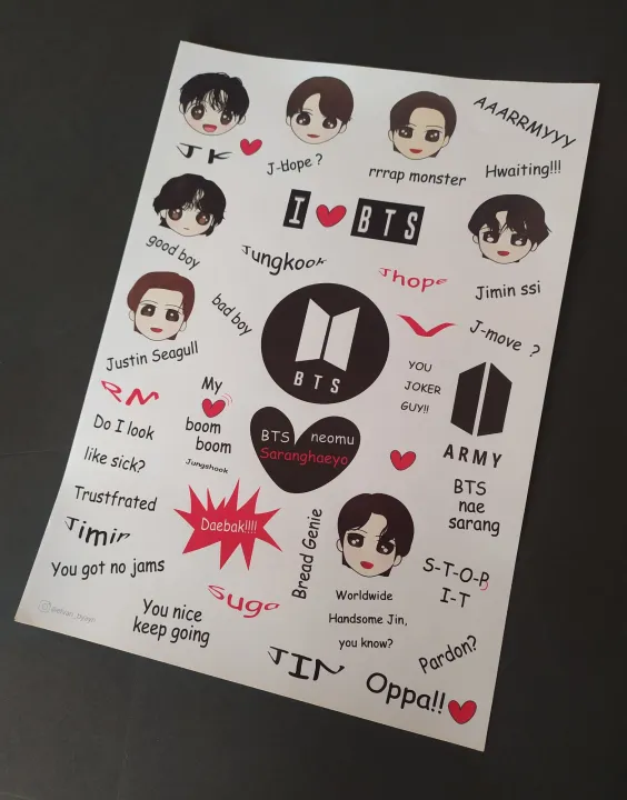 BTS Uncut Quote Sticker Sheet A4 Size | Daraz.pk