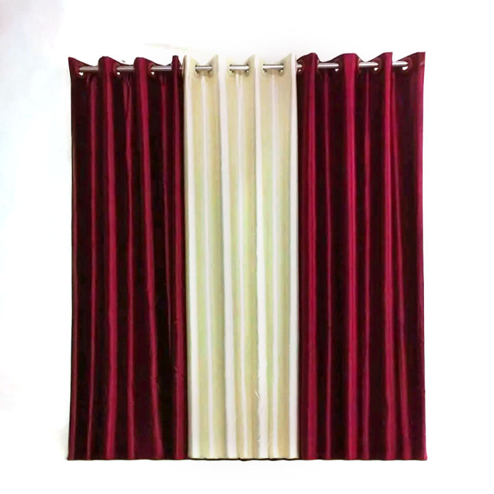 Premium Synthetic Curtain Set for Home 3-Piece Solid Color Door ...