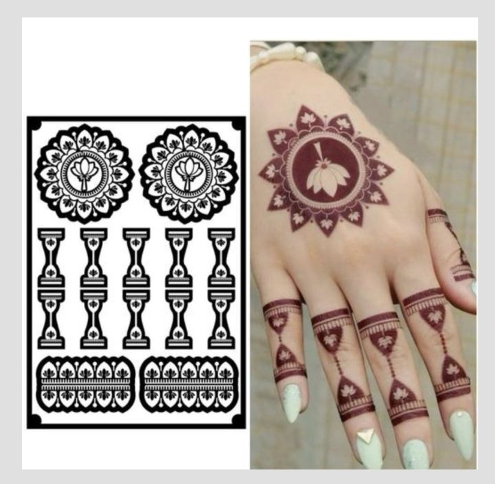 Full Hand Mehndi Stencil Design Full Hand Set | Henna Tattoo Stencil ...