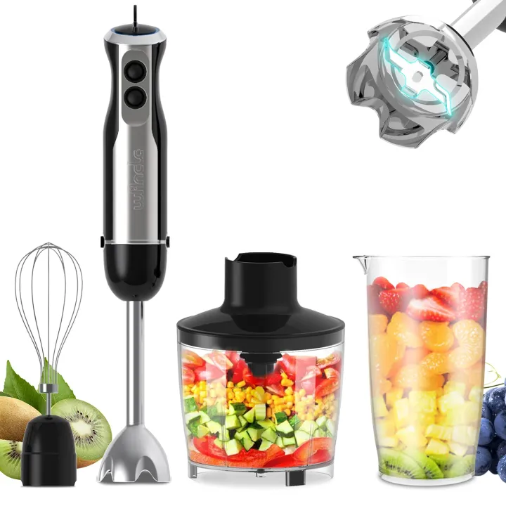 Wancle 1000W Immersion Hand Blender 4 in 1 Powerful Stick Blender Mixer ...