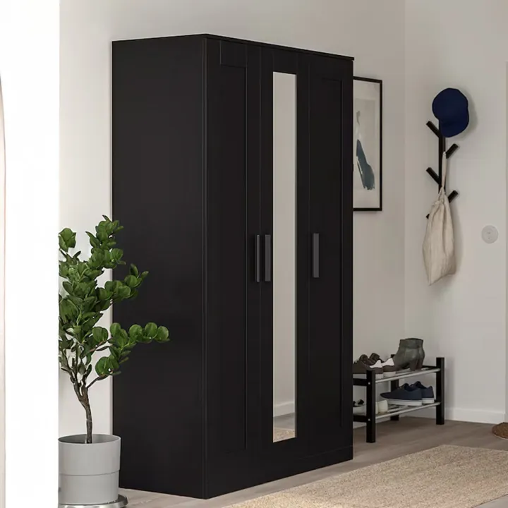 Black 3-Door Wardrobe – 6ft Height x 4ft Length x 16in Depth – Melamine ...