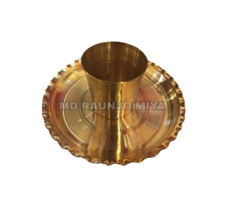 4" Puja Plate and Glass Pure Kasha Brass Metal 1 pcs | Daraz.com.bd