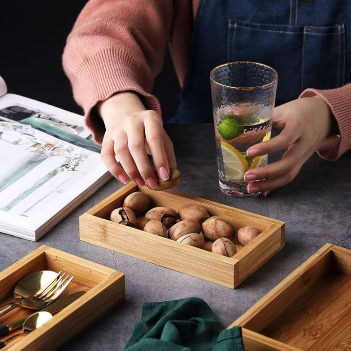 1Pc Bamboo Wood Stacking Drawer Organizer Long Stackable Storage Box ...
