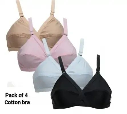 Pack of 4 Cotton Bras for Women/Girls - Soft Cotton, Floral Pattern ...