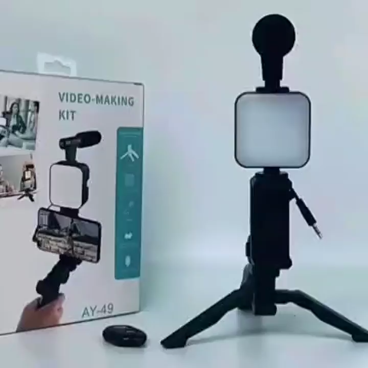 All-in-One Handy Vlogging Kit with Microphone, LED Light & Wireless ...