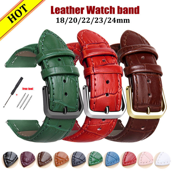 Watch Band Crocodile Pattern Leather Strap 16mm 18mm 20mm 22mm 23mm 24mm Women Mens Replacement ...