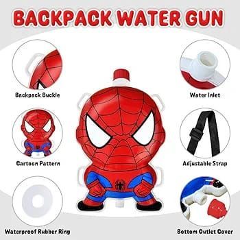 Backpack Water Gun for Kids, Superhero Squirt Gun, 1.3L Cartoon Summer ...