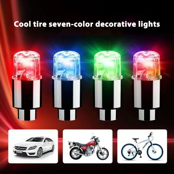 2PCS Colorful LED Wheel Valve Lights Motorcycles Bicycles Car Wheel ...