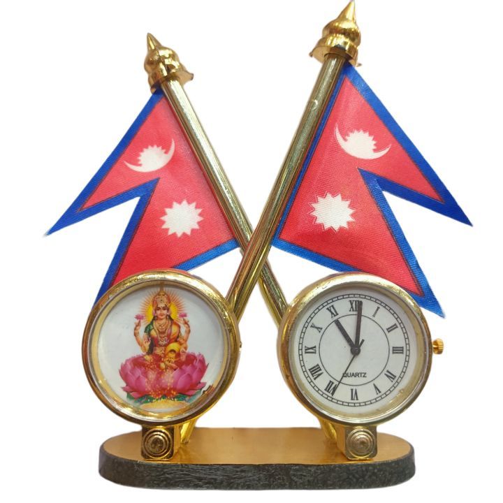Nepali Flag With Godess Laxmi & Clock, for Car Dashboard and Tabl ...