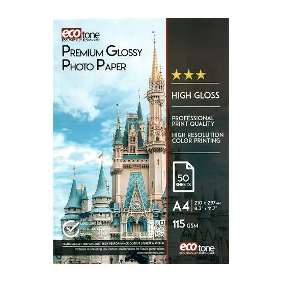 115g A4 size glossy Photo Paper pack of 50 sheets | Daraz.pk