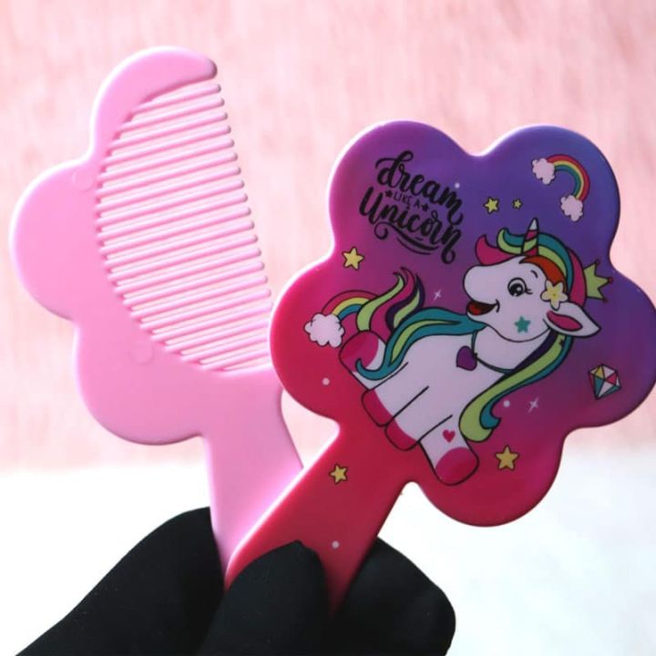 Cute Mini Hand Mirror Comb Set, Round Rose Flower Small Handheld Mirror ...
