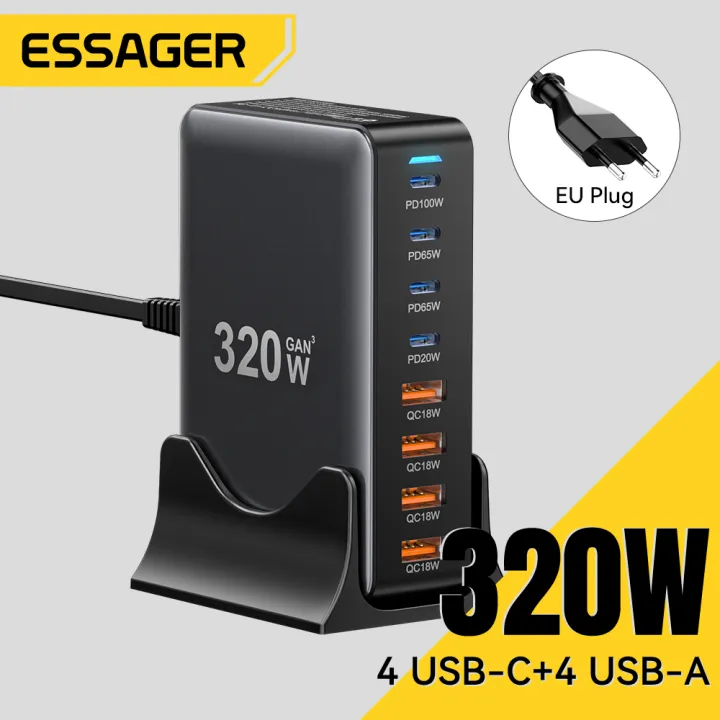 Essager 320W GaN Charger 8Port USB Type C Desktop Charging Station PD ...